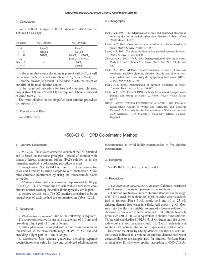 ME-LAB-09 CL residual-StandardMetods23RD | PDF | Titration | Chemistry