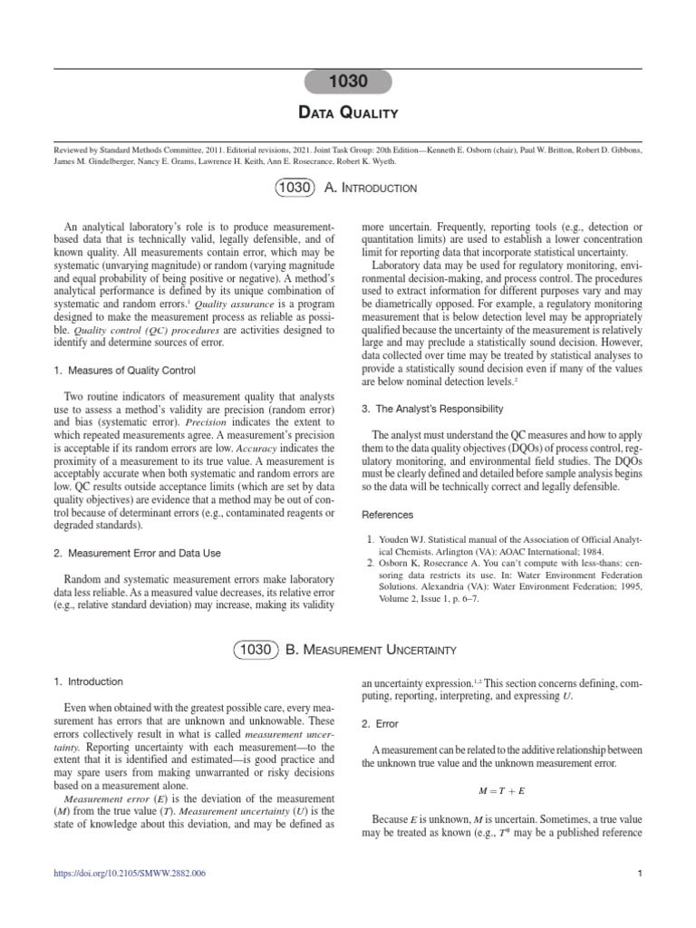 1030 Data Quality | PDF