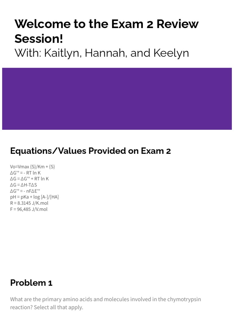 Exam 2 Review Session-1 | PDF | Glycolysis | Enzyme Inhibitor Exam 2 Review Session-1 | PDF | Glycolysis | Enzyme Inhibitor