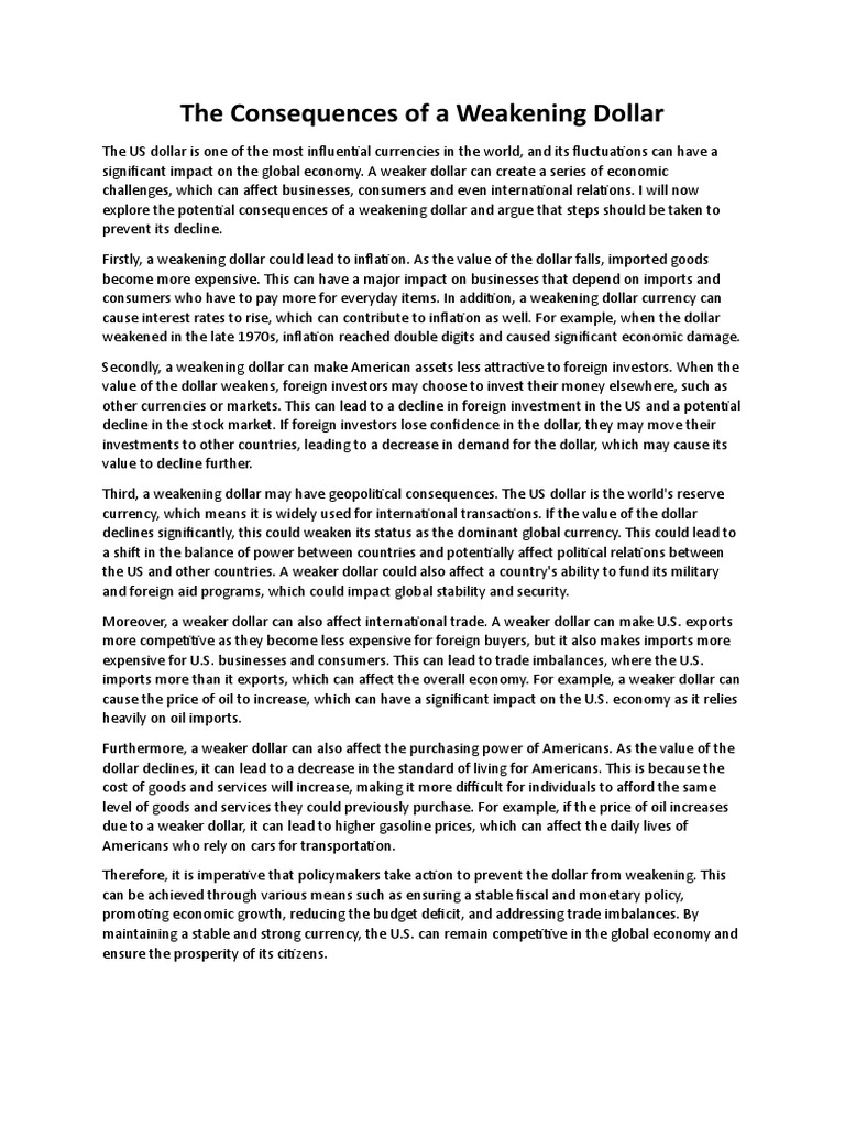 The Consequences of A Weakening Dollar | PDF | United States Dollar ...