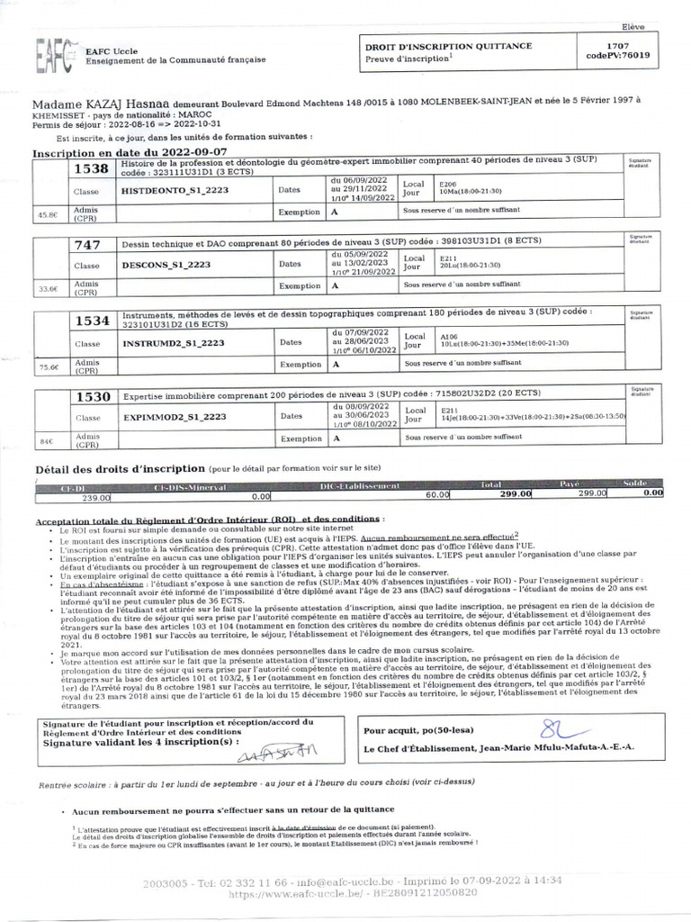 Fiche D'inscription | PDF
