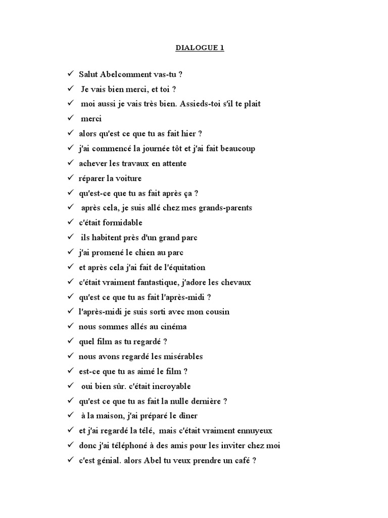 Dialogues quotidiens en français | PDF | Livres de cuisine, nourriture ...