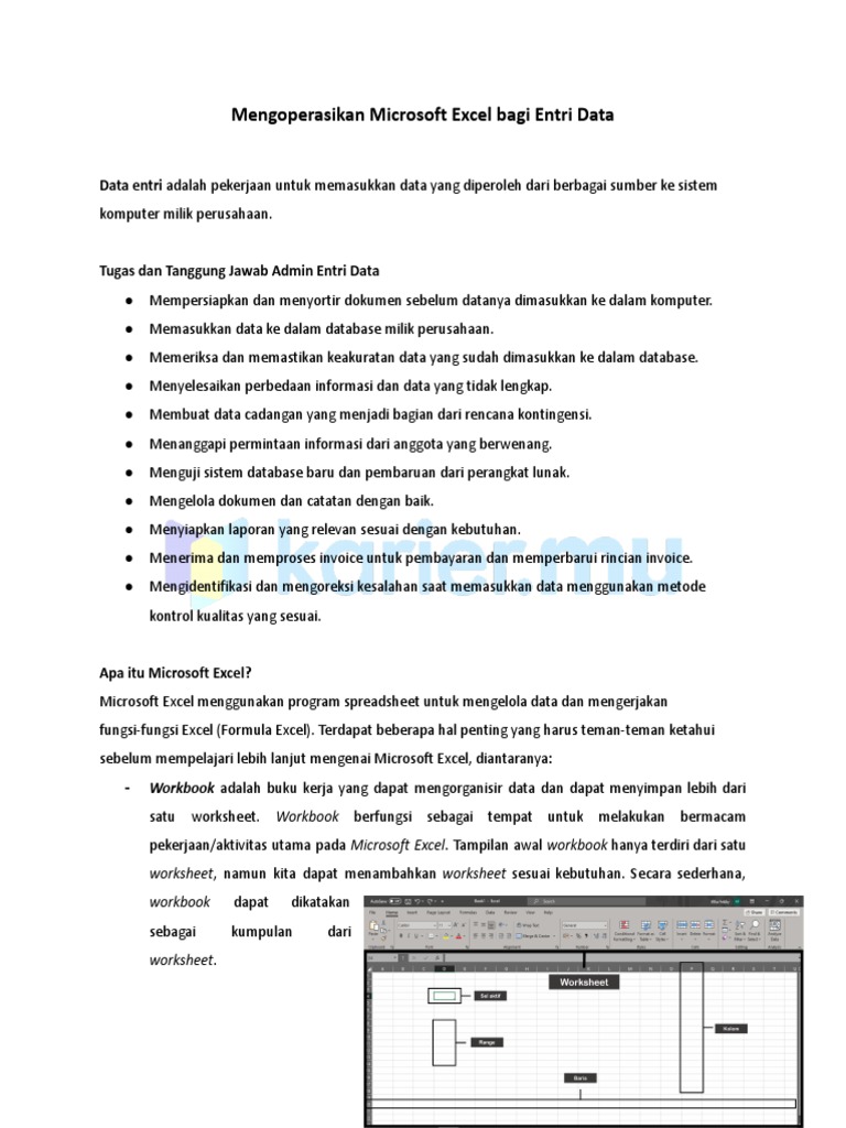 Karier - Mu - Rangkuman Materi Mengoperasikan Microsoft Excel Bagi Entri Data | PDF