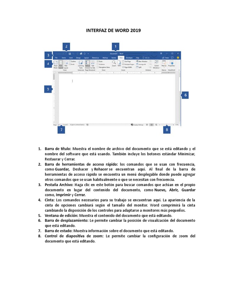Interfaz de Word 2019 | PDF