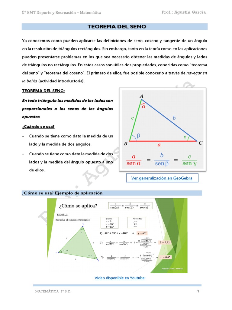 Teorema Del Seno 2oEMT DEP | PDF | Triángulo | Geometría triangular