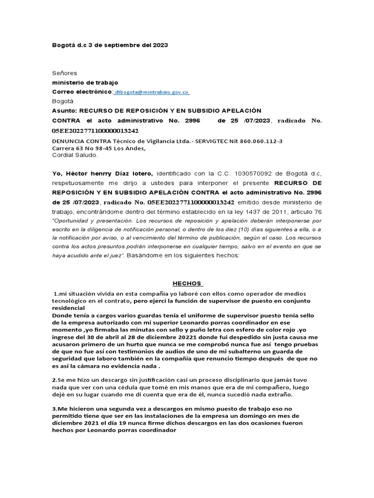 Modelo de Recurso de Reposicion | PDF | Derecho Constitucional | Petición