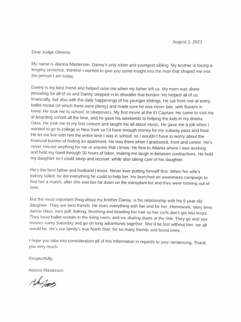 Danny Masterson Letters | PDF