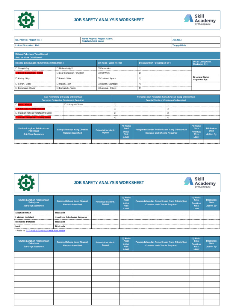 Dokumen Praktik Formulir JSA | PDF