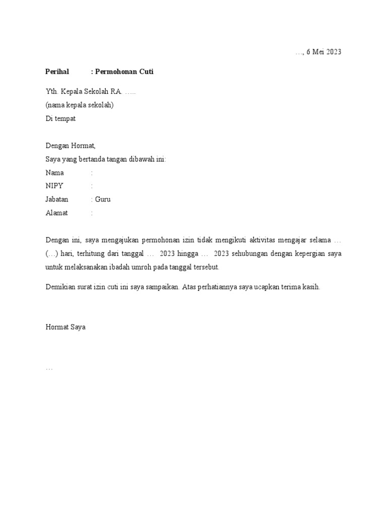 Surat Cuti Umroh | PDF