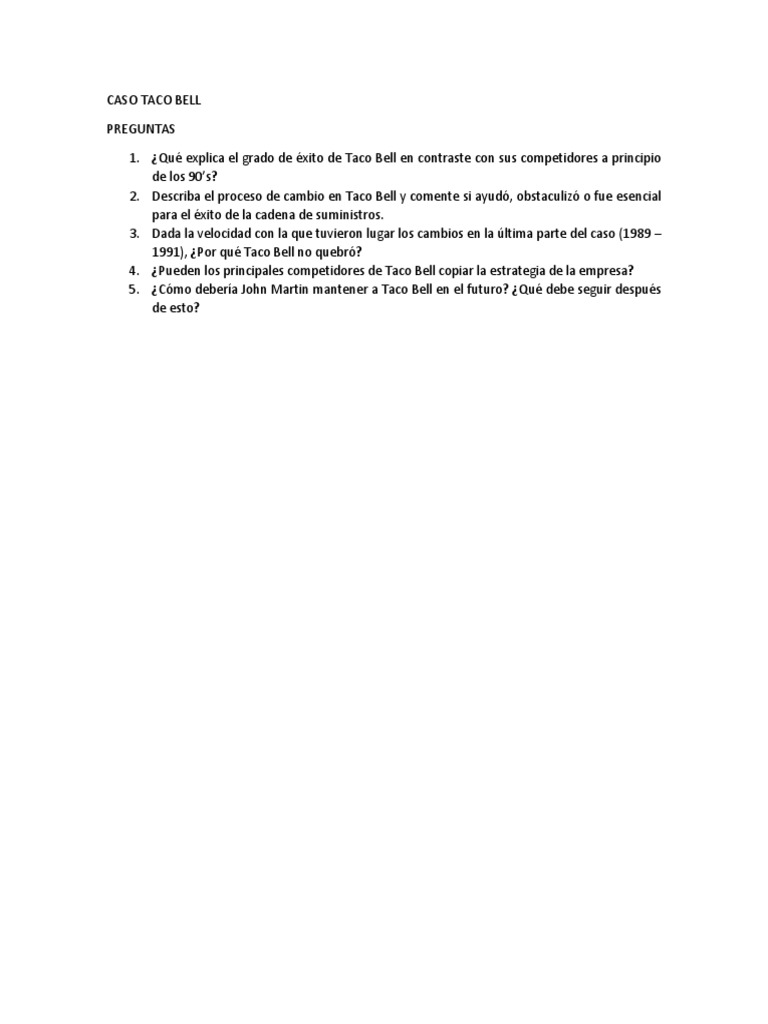 Éxito y Estrategia de Taco Bell en los 90s | PDF