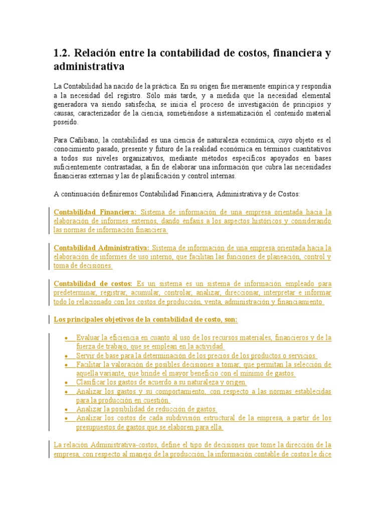 Contabilidad de Costos, Financiera y Administrativa | PDF | Finanzas y dinero