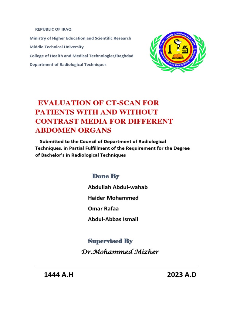 Evaluation Of Ct Scan For Patients With And Without Contrast Media For