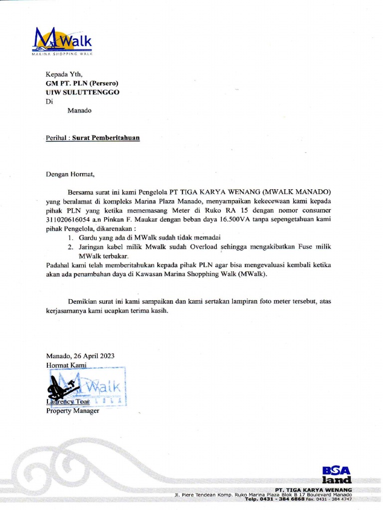 Surat Untuk Pln Pdf