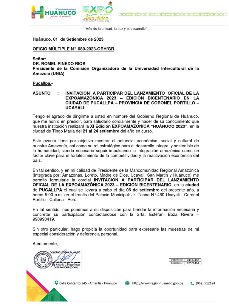 Modelo de Oficio de Invitacion | PDF | Perú | Conocimiento