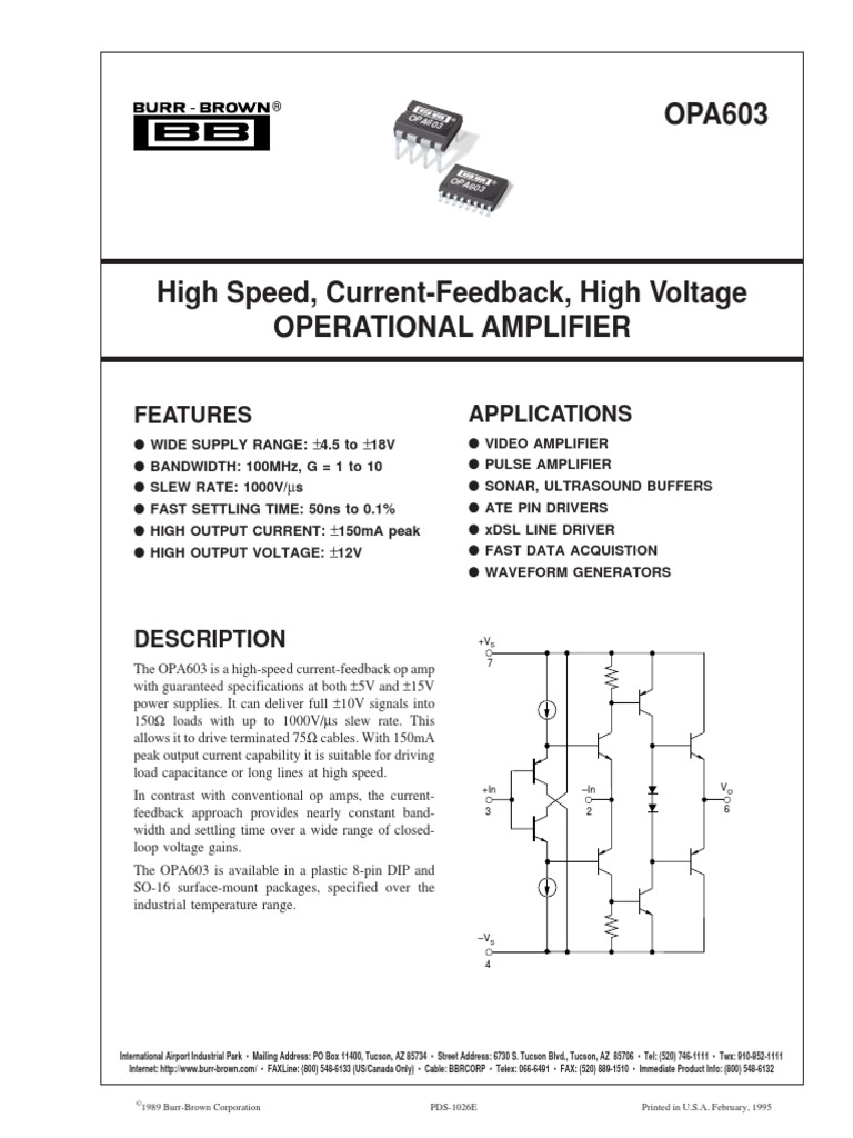 Opa 603 | PDF | Amplifier | Electrostatic Discharge