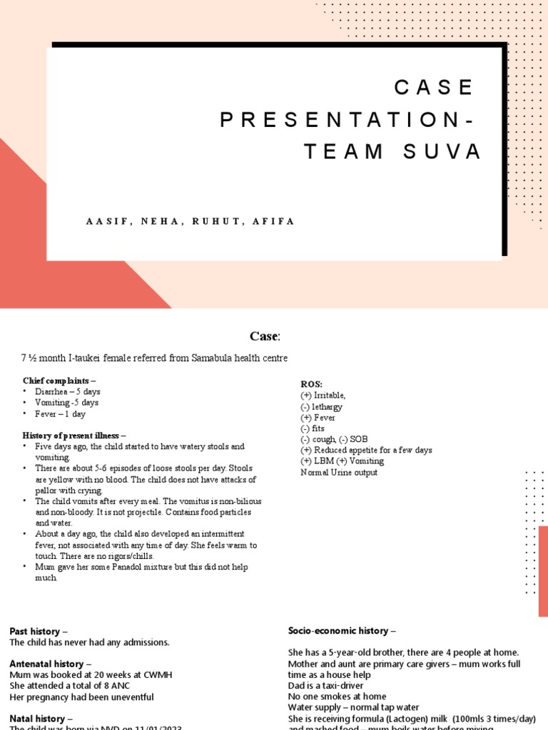 Case Presentation-Team Suva: Aasif, Neha, Ruhut, Afifa | Download Free PDF | Diarrhea | Saline ...