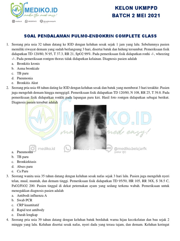 Soal Pendalaman Pulmo Endokrin Complete Class | PDF