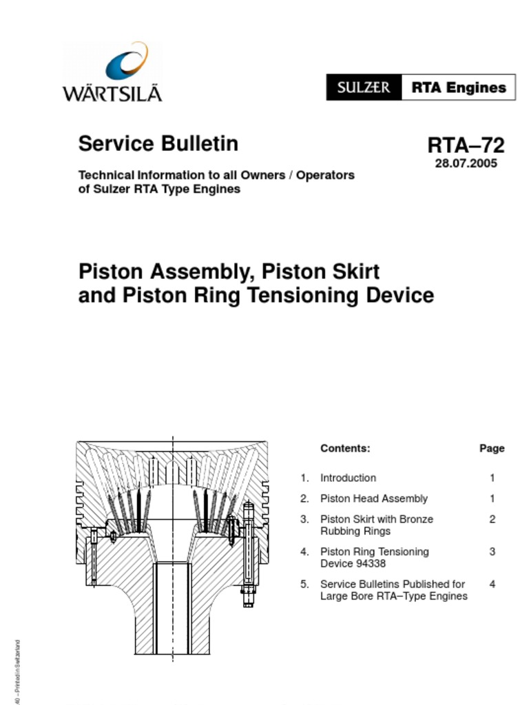Piston Assembly, Skirt and Ring RTA-72 | PDF | Piston | Valve
