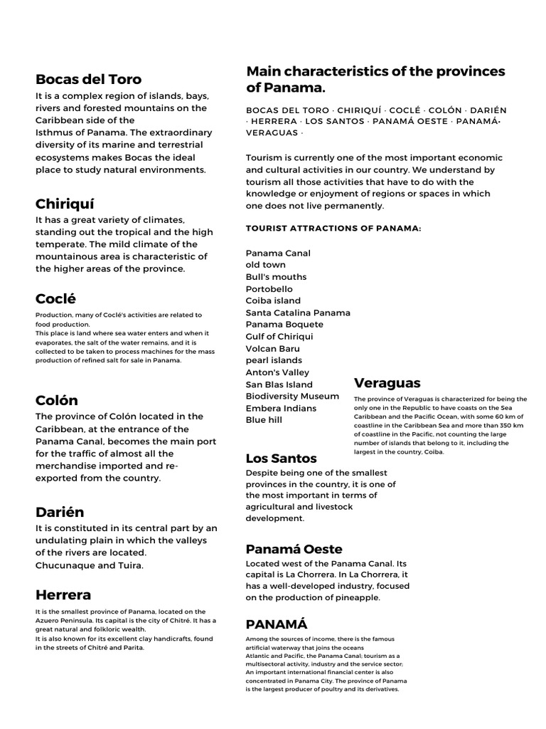 Provinces of Panama Overview | PDF | Panama | Oceanography