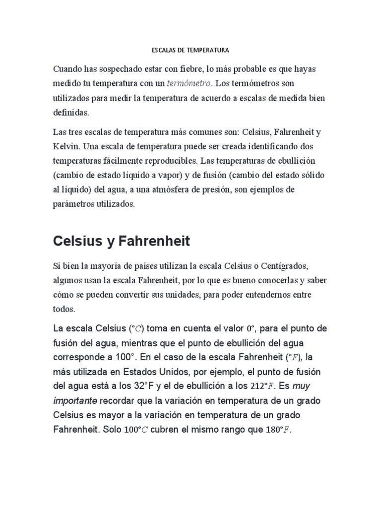 Escalas de Temperatura | PDF | Celsius | Fahrenheit