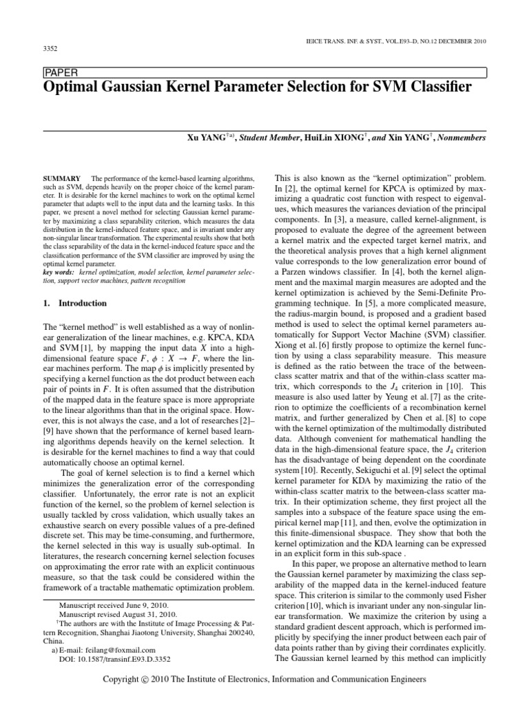 Optimal Gaussian Kernel Parameter Selection For SVM Classifier | PDF ... Optimal Gaussian Kernel Parameter Selection For SVM Classifier | PDF ...