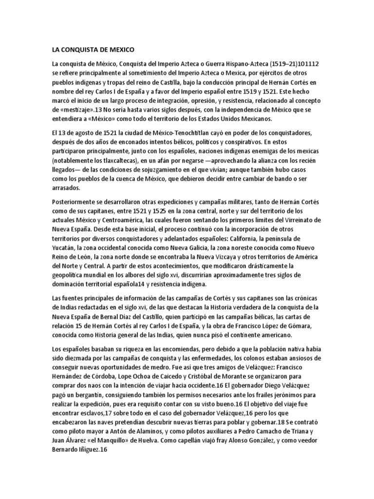 Conquista de México: Hernán Cortés y el Imperio Azteca | PDF | Hernán ...