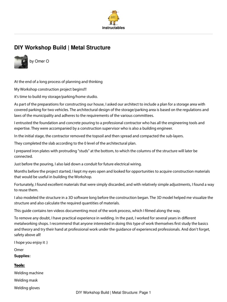 Build Your Own Metal Workshop Guide | PDF