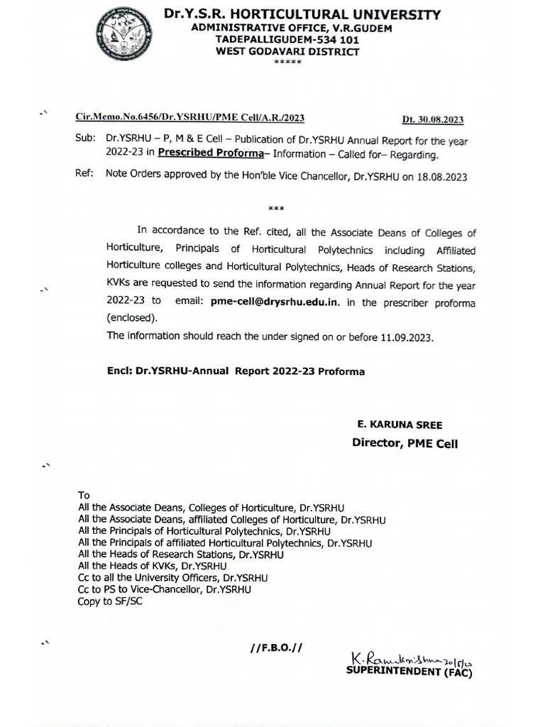 Cir Memo-Dr - YSRHU-Annual Report 2022-23 | PDF Cir Memo-Dr - YSRHU-Annual Report 2022-23 | PDF