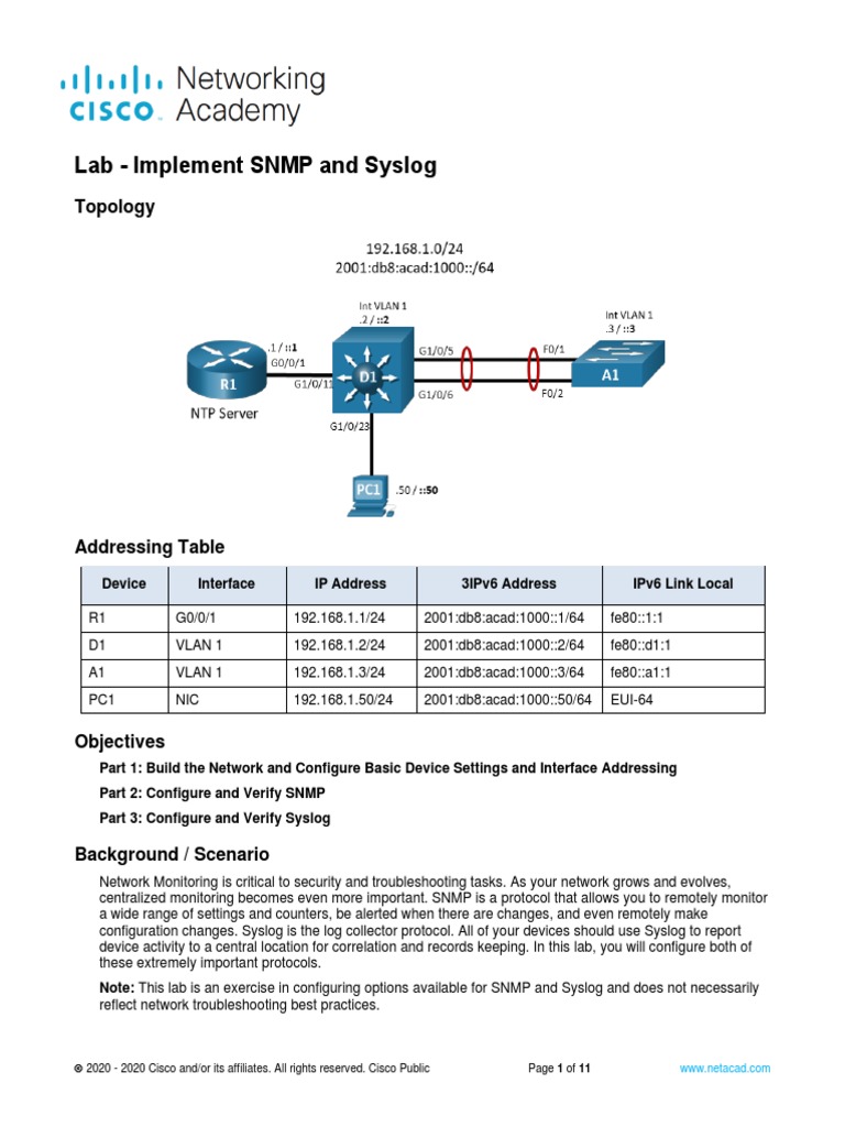 Lab Implement SNMP and Syslog | PDF