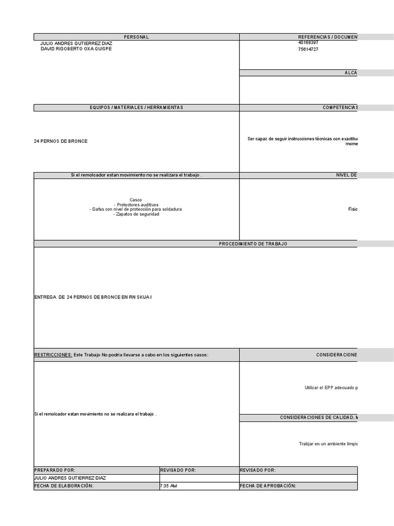 Procedimiento Escrito de Trabajo Seguro | PDF Procedimiento Escrito de Trabajo Seguro | PDF