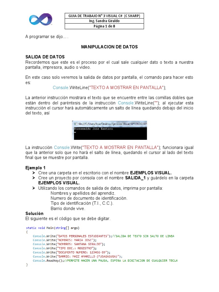 3 Guia Visual C# | PDF | C Sharp (lenguaje de programación) | Sustracción