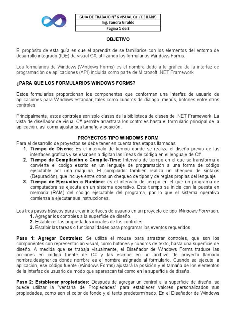 6 Guia Visual C# | PDF | Ventana (informática) | C Sharp (lenguaje de programación)