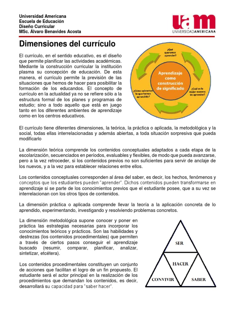 Dimensiones Del Currículo | PDF | Plan de estudios | Aprendizaje