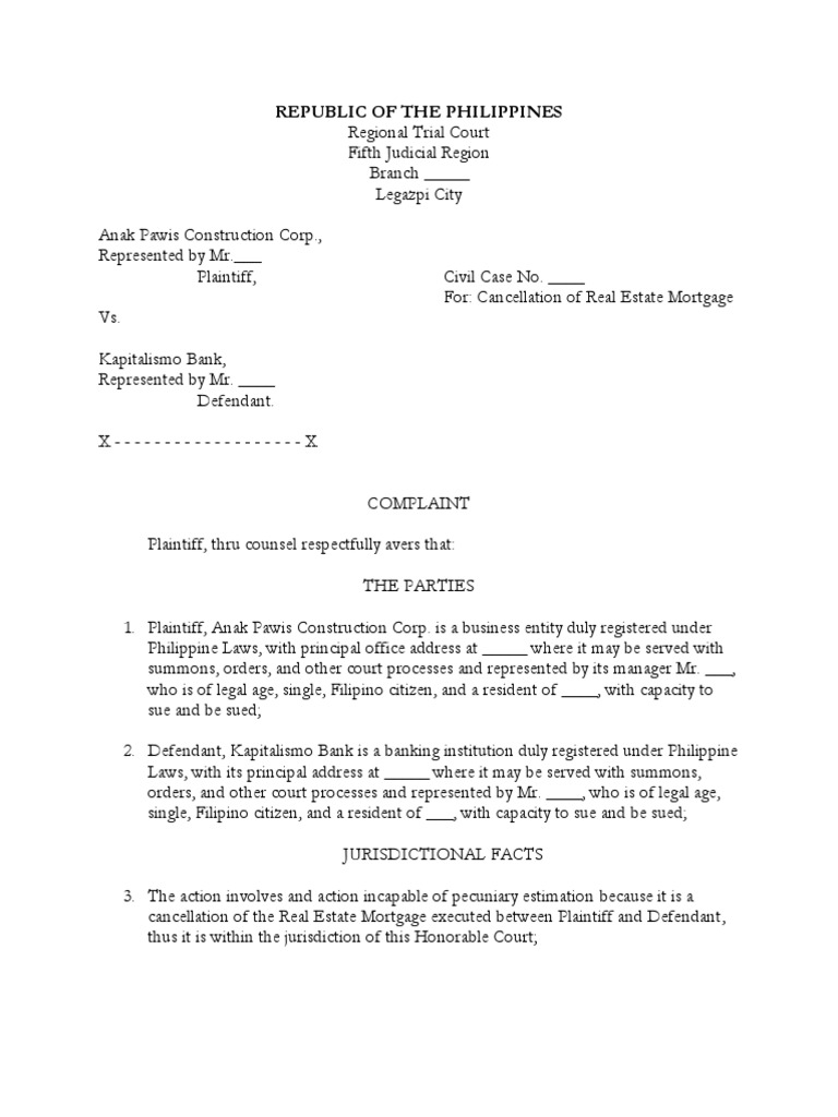 Sample Pleadings | PDF | Lawsuit | Complaint