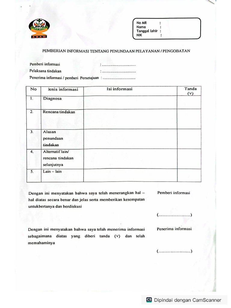 Form Penundaan Operasi | PDF