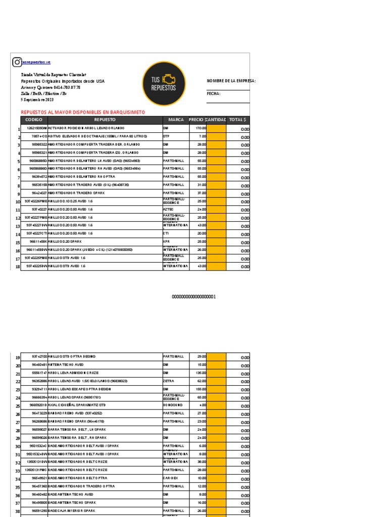 Barquisimeto Repuestos Al Mayor - 5 Septiembre 2023 | PDF | Car Manufacturers | Land Vehicles
