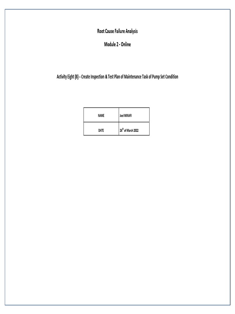Activity8 - Inspection & Test Plan of Pump Set | Download Free PDF ...