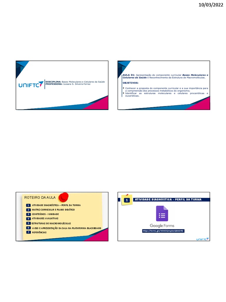 BMCS - Slides - Aula 01 - Tema 01 - Macromoléculas | PDF