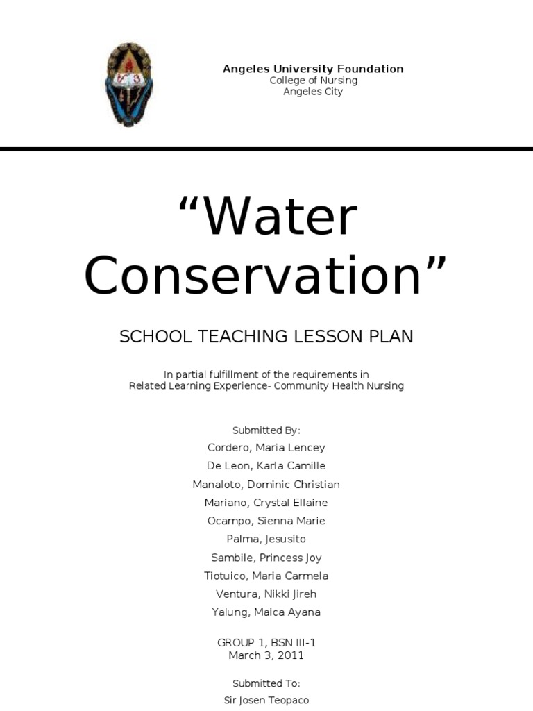 LESSON PLAN Water Conservation | PDF | Water Conservation | Water