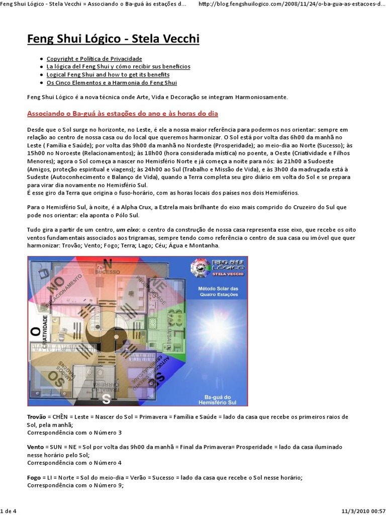 Feng Shui Lógico - Ba Guá, Estações e Horas Do Dia | PDF