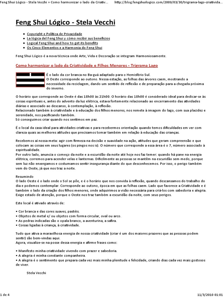 Feng Shui Lógico - Criatividade e Filhos Menores | PDF | Lógica | Cor