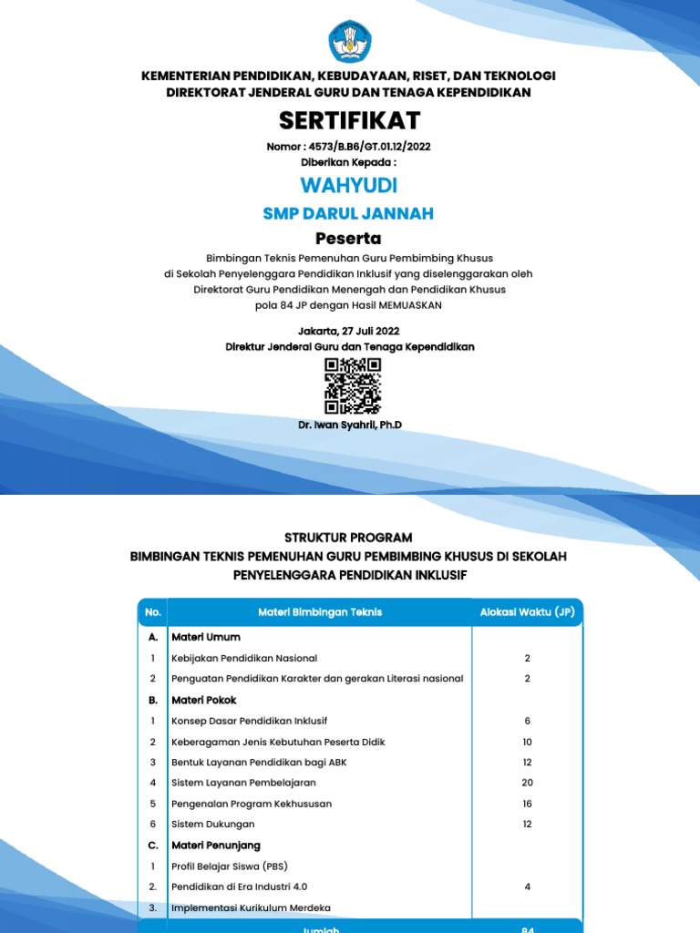 Sertifikat Bimtek GPK 2022 | PDF