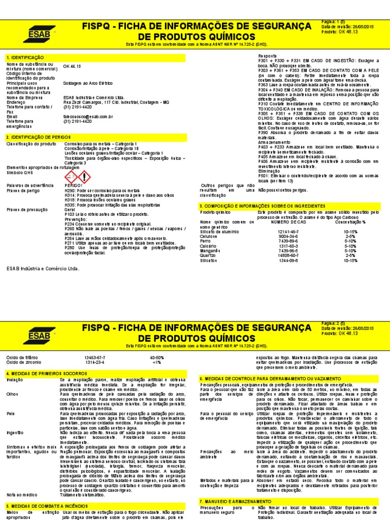 Anexo 7 - FISPQ Eletroudo Ok-46-13 | PDF