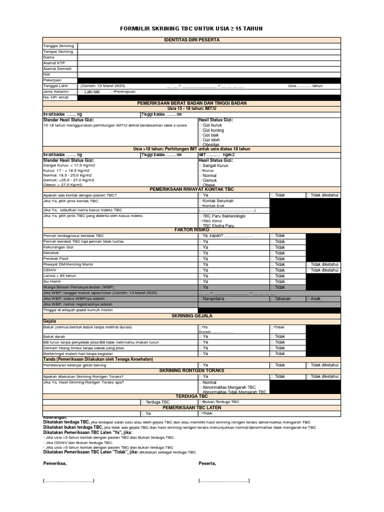 Formulir Skrining Tuberkulosis TBC | PDF