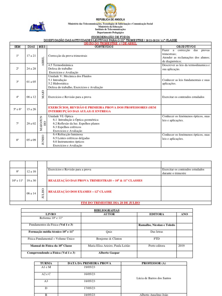 Atividades de Física - III Trimestre 2022-2023 | PDF