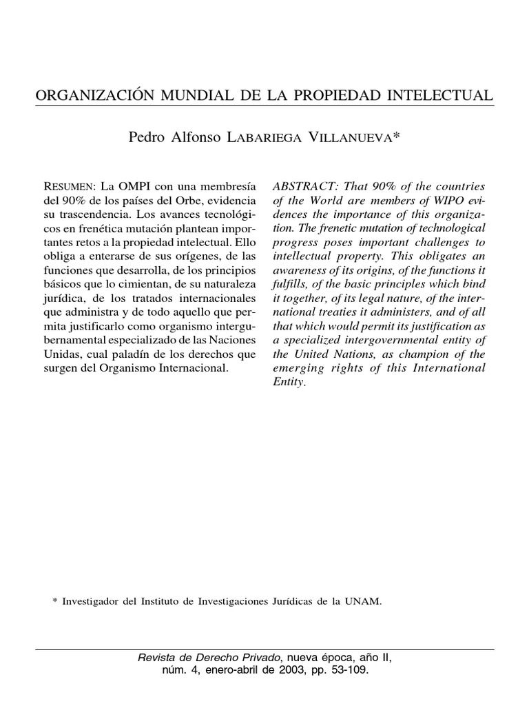 Organización Mundial de La Propiedad Intelectual. CLAVE | PDF