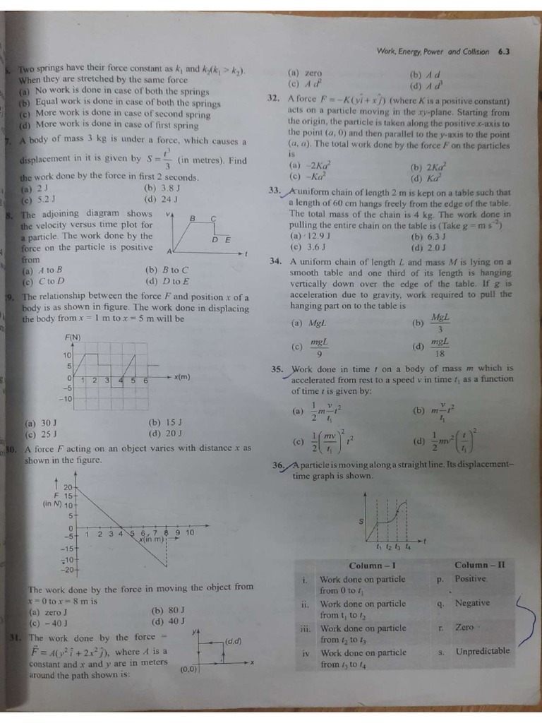 Work Power Energy Qns For Practice | PDF