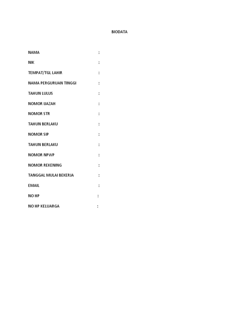Biodata Non Asn | PDF