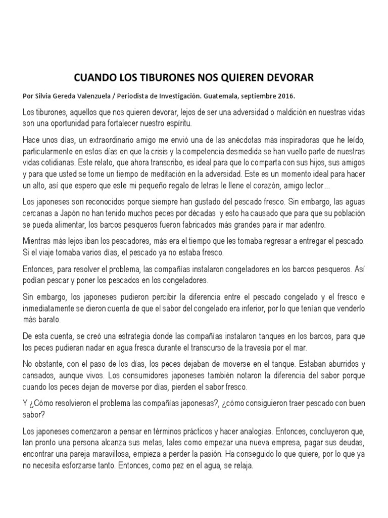 Cuando Los Tiburones Nos Quieren Devorar | PDF | Pescado