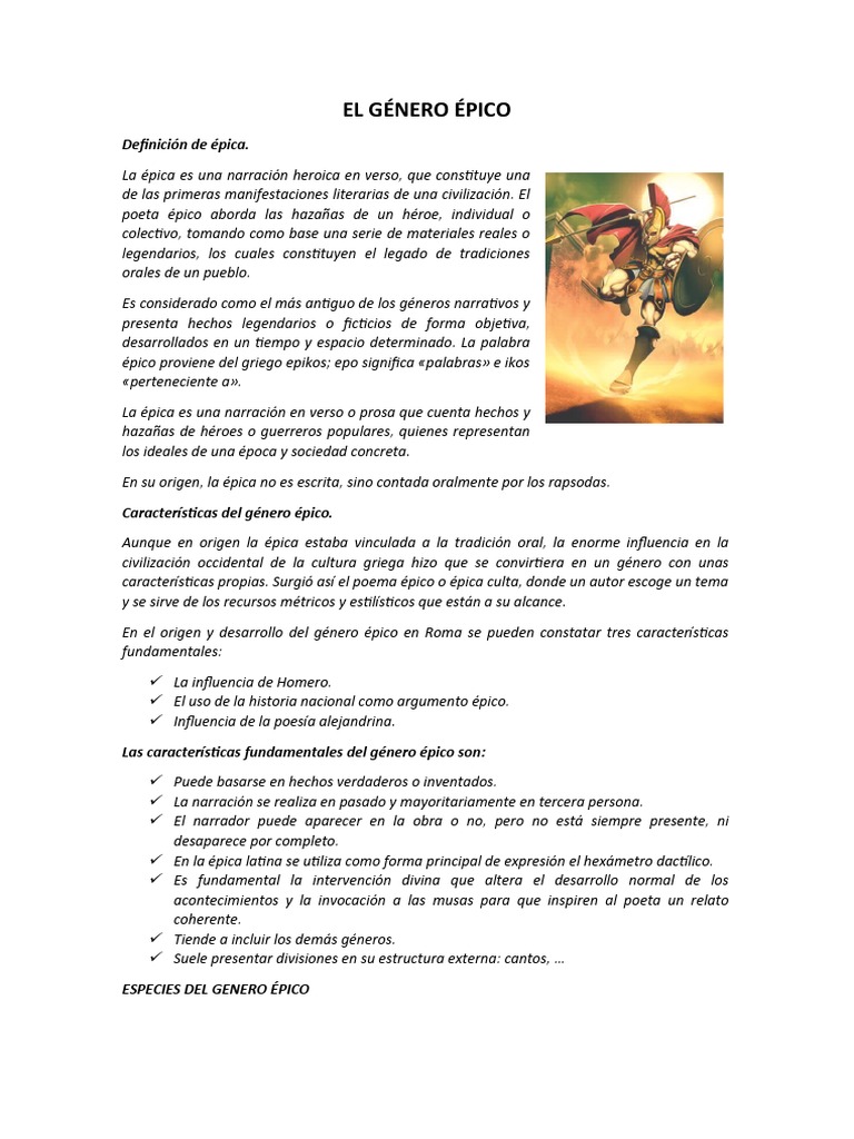 El Género Épico | PDF | Poesía épica | Narración